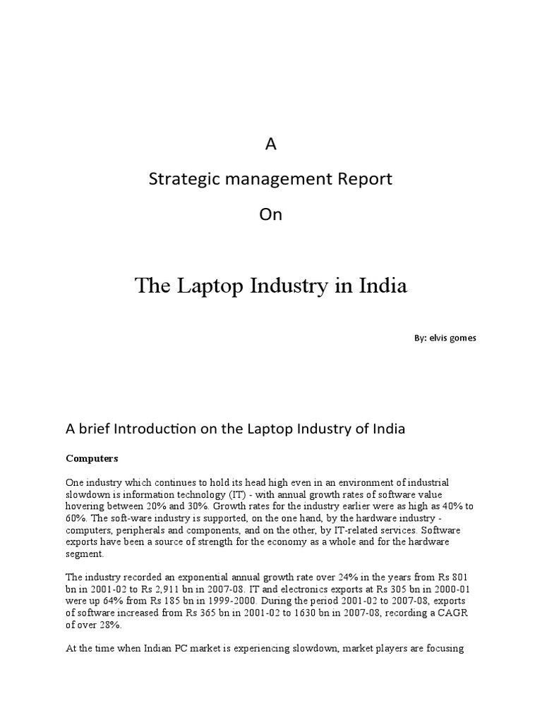 The Laptop Industry in India: A Strategic Management Report On | PDF ...