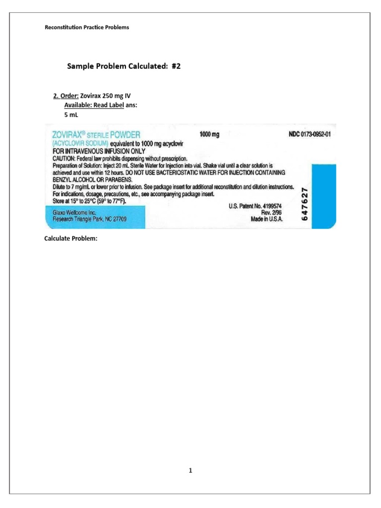 Reconstitution Practice 1 | PDF