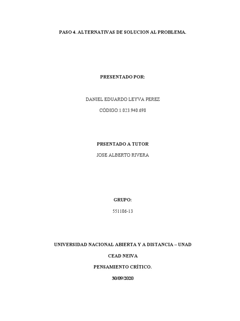 Actividad 4. Alternativas de Solucion Al Problema. | PDF | Pensamiento ... Actividad 4. Alternativas de Solucion Al Problema. | PDF | Pensamiento ...