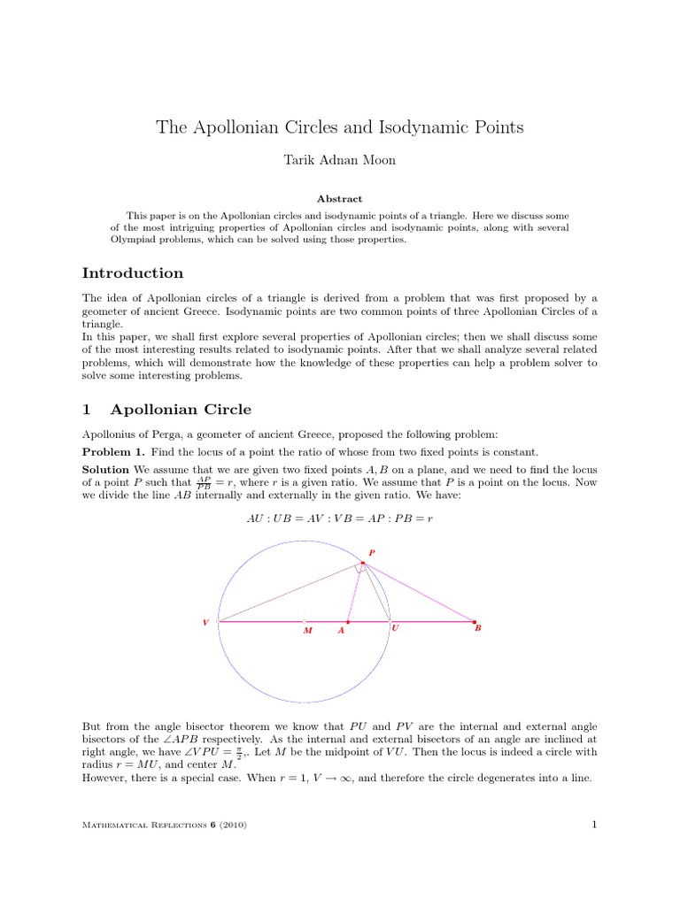 Apollonian Circles and Isodynamic Points | PDF | Triangle | Circle