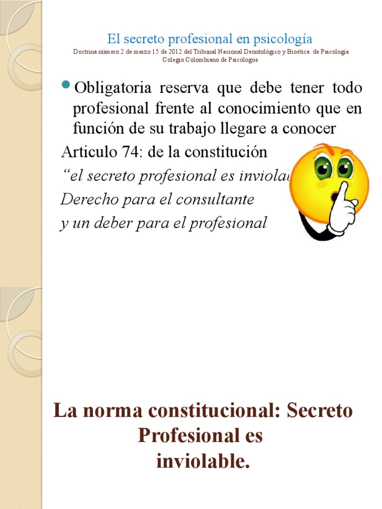Secreto Profesional en Psicologia | PDF | Violación | Derecho penal