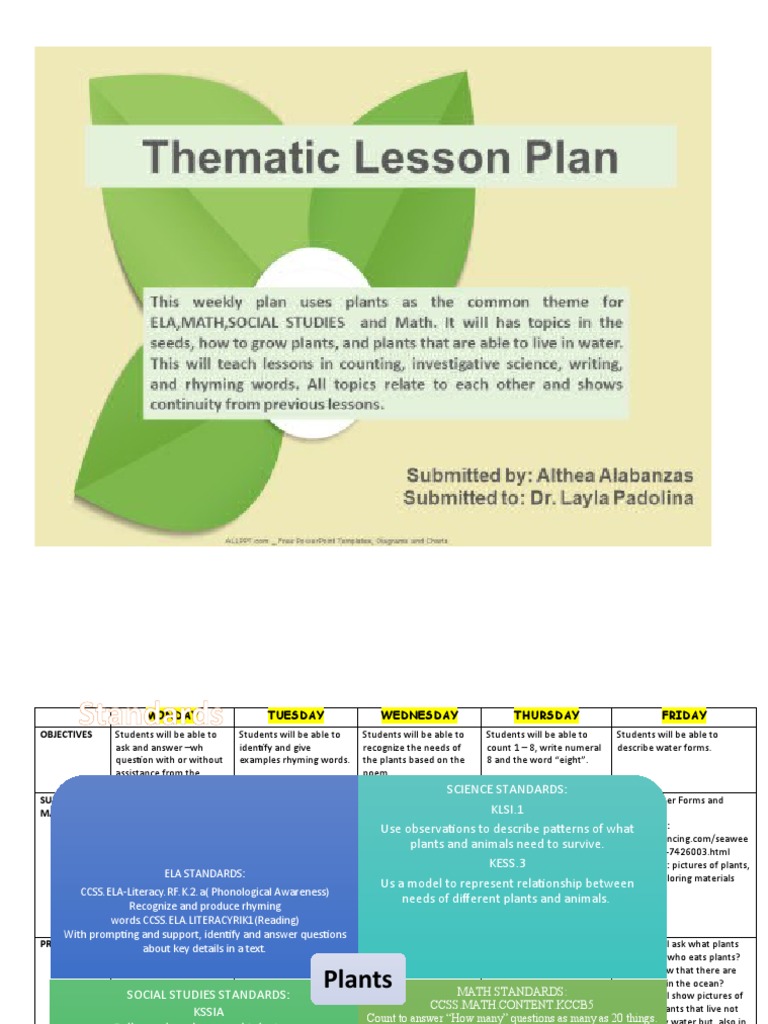 Thematic Lesson Plan | PDF | Nature