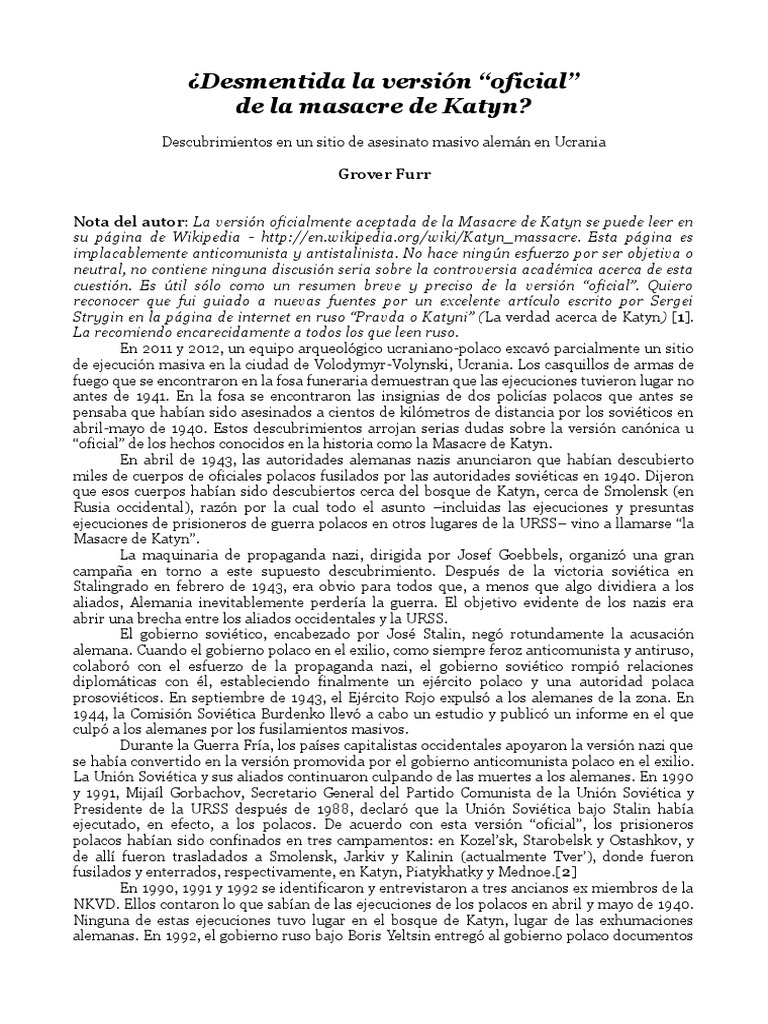 Grover Furr - Desmentida La Versión Oficial de La Masacre de Katyn | PDF | Unión Soviética ...