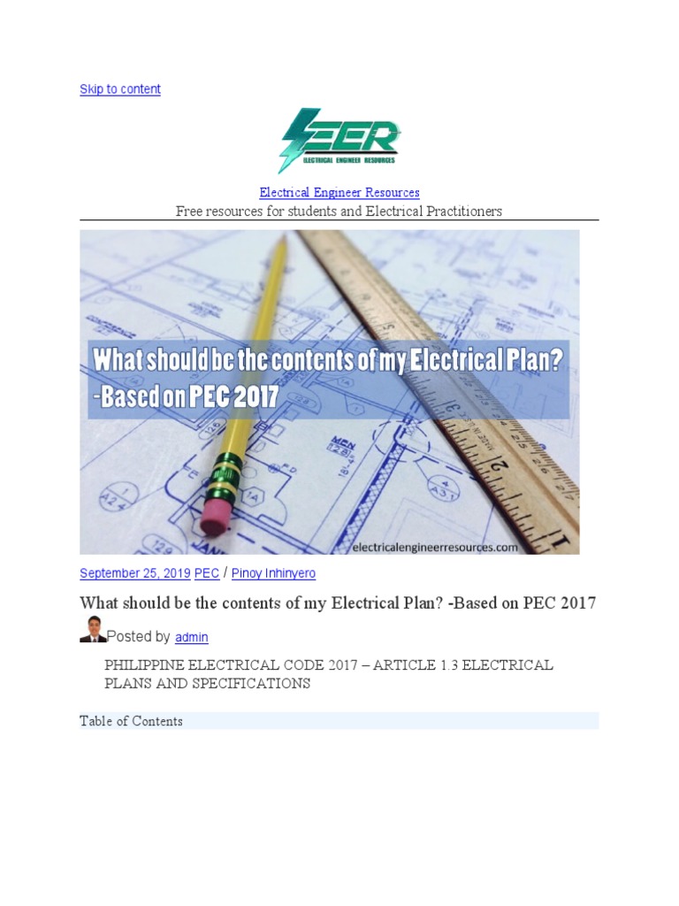 Electrical Plan Requirements PEC 2017 | PDF | Electrical Wiring ...