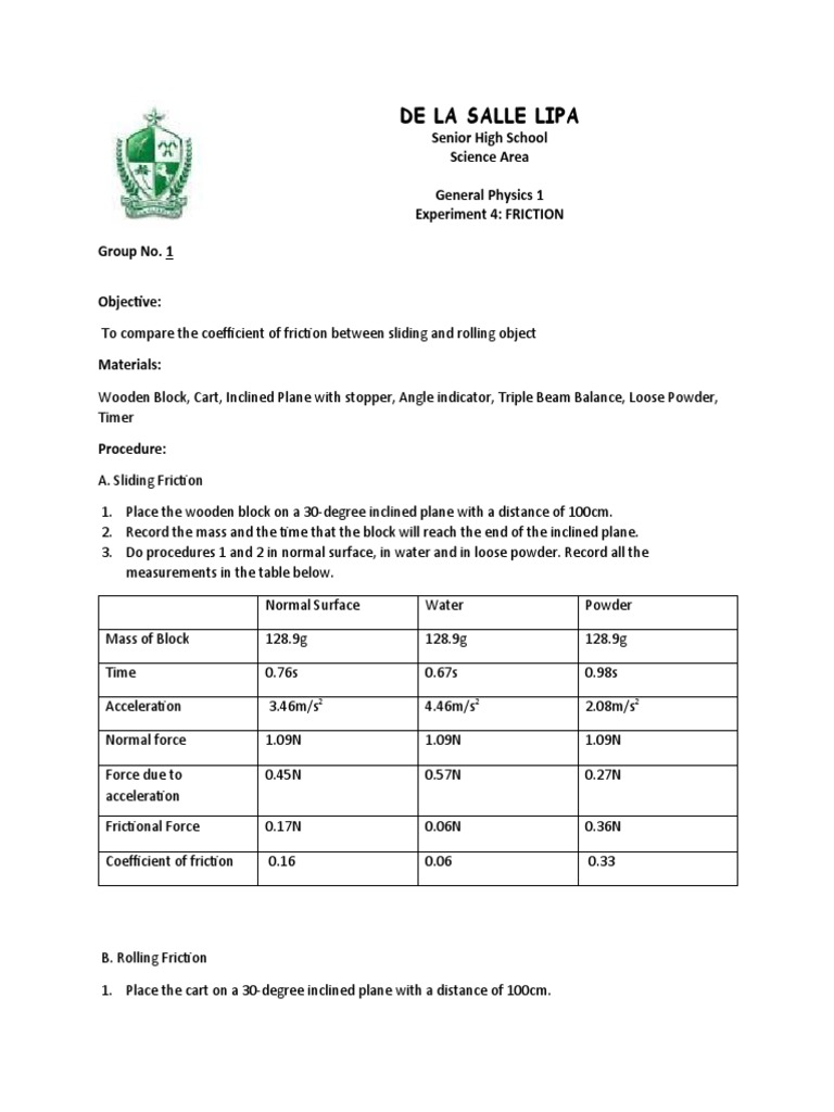 Physics Friction Experiment | PDF | Friction | Force