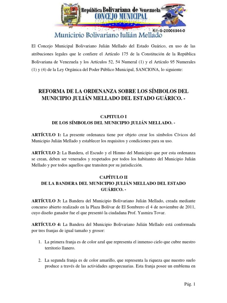 Reforma Ordenanza de Los Simbolos Municipales Final | PDF | Política ...