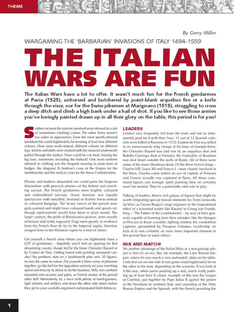 Italian Wars Introduction WSS | PDF | Cavalry | Infantry