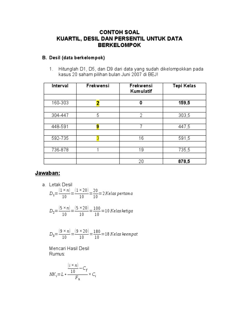 Contoh Soal Desil Data Kelompok | PDF