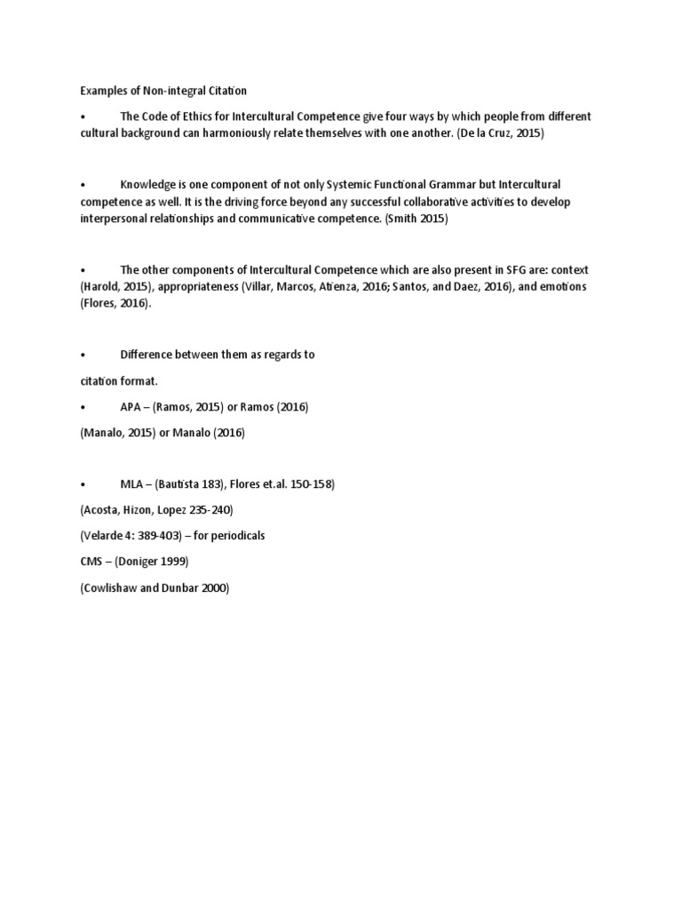 17 Examples of Non Integral Citation | PDF