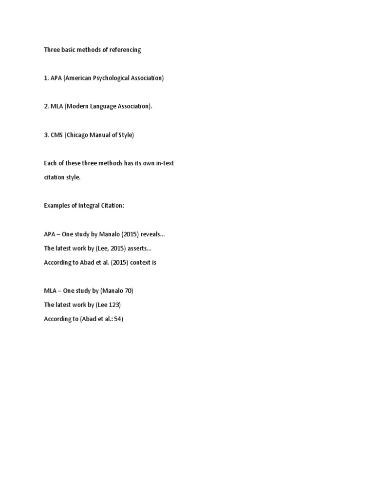 Referencing Methods: APA, MLA, CMS | PDF | Science & Mathematics