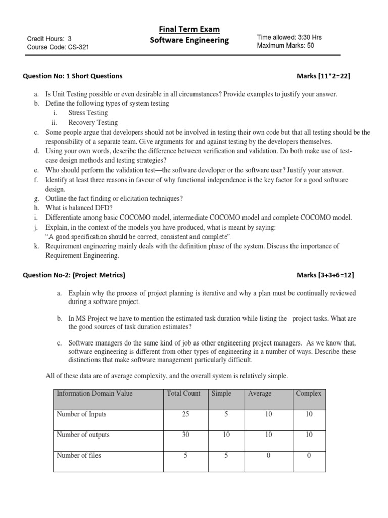 Software Engineering Final Exam Questions | PDF | Software | Software Engineering