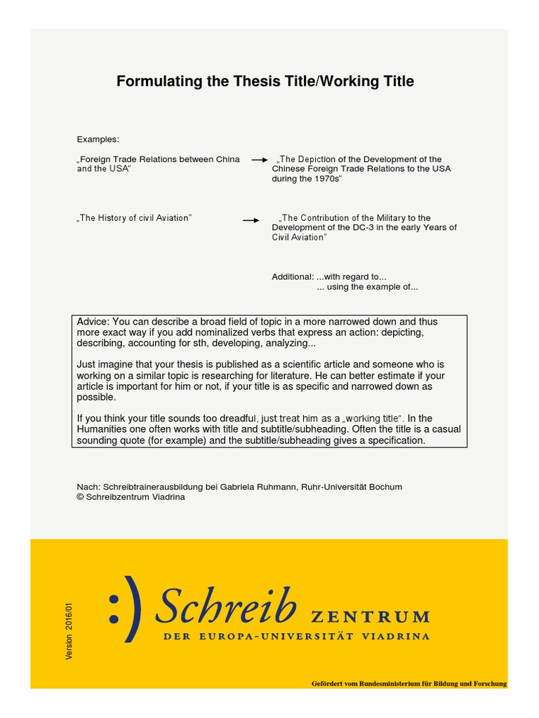 Formulating The Thesis Title | PDF | Philosophy | General Fiction