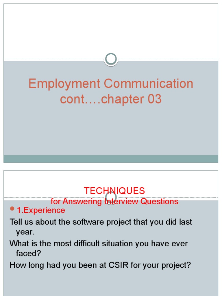 Employment Communication Cont .Chapter 03 | PDF | Self-Improvement