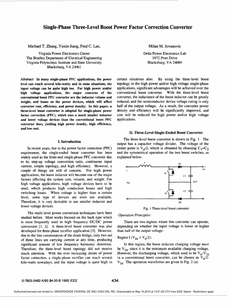 (3L) Single-Phase Three-Level Boost Power Factor Correction Converter ...