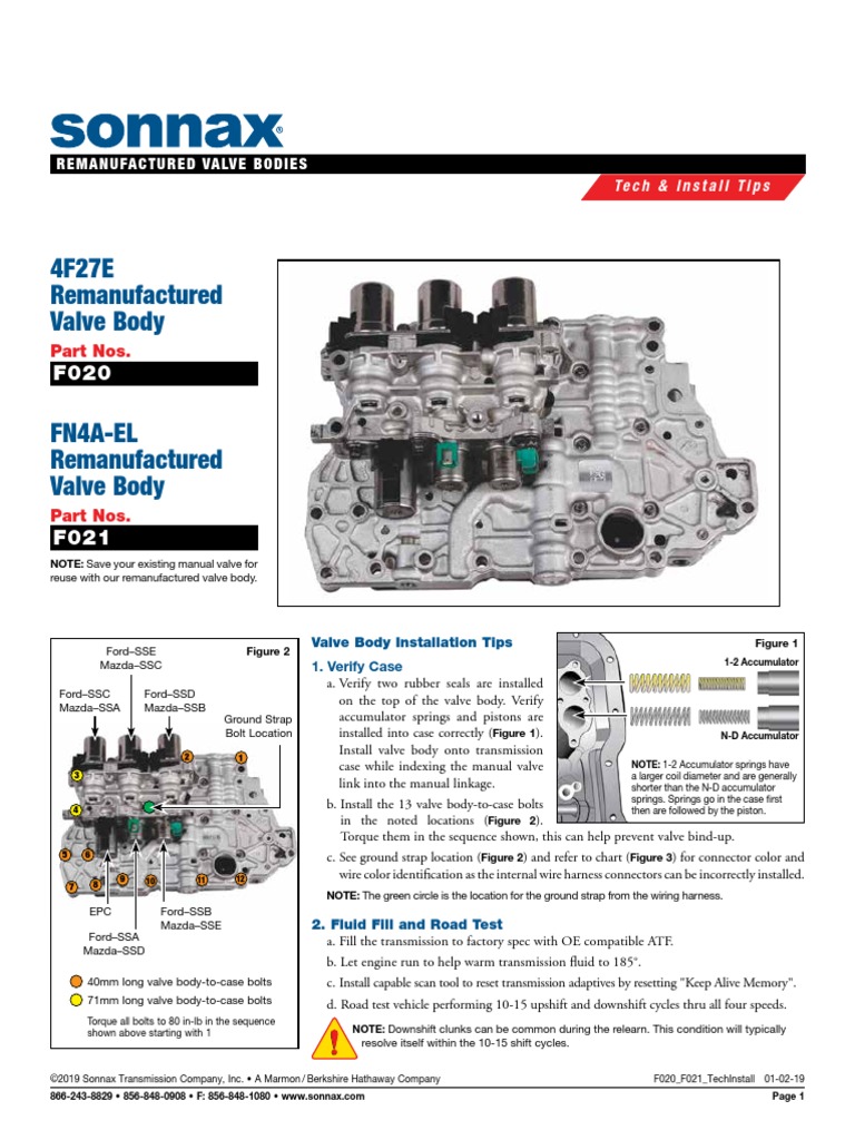 4F27E Remanufactured Valve Body: Part Nos | PDF | Clutch | Transmission ...