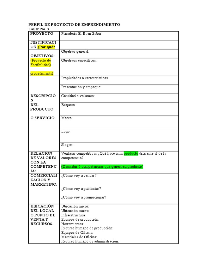 Perfil de Proyecto de Emprendimiento | PDF | Crecimiento personal y profesional | Negocios