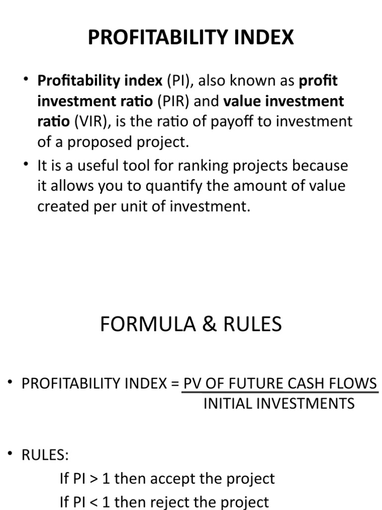 Profitability Index (PI), Also Known As Profit | PDF