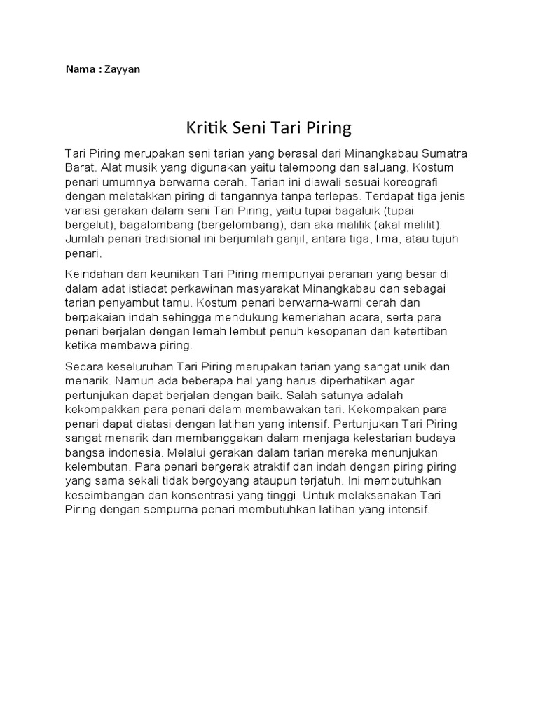 Kritik Tari Piring | PDF