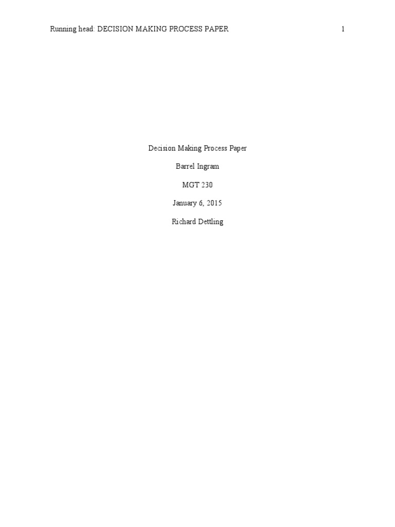 Decision Making Process Paper | PDF | Decision Making
