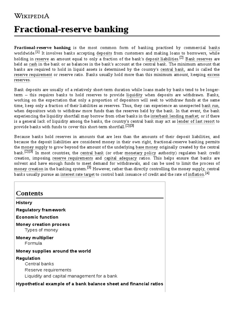 Fractional-Reserve Banking | Download Free PDF | Fractional Reserve ...