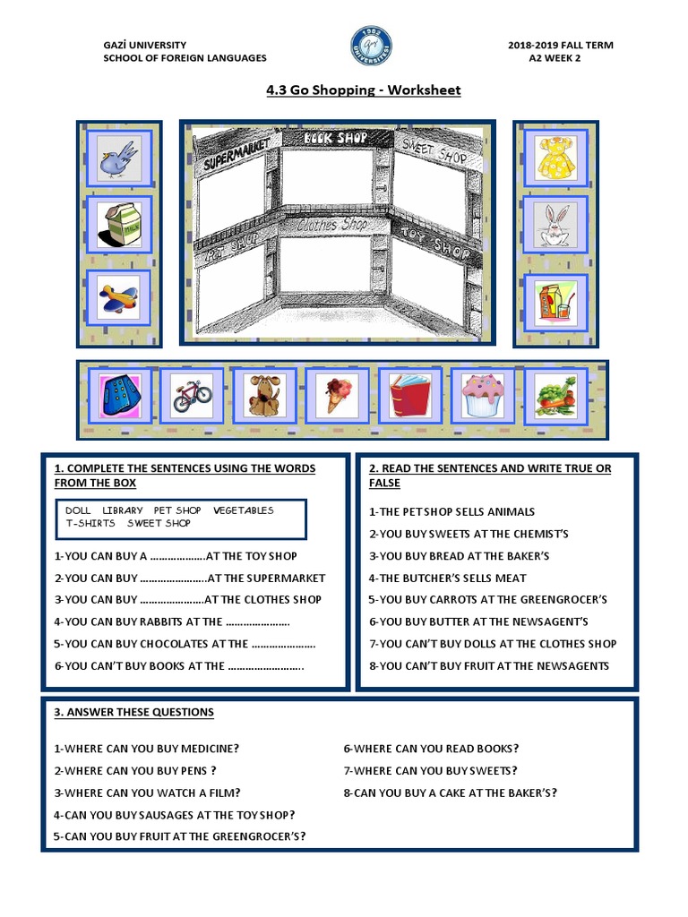 4.3 Go Shopping - Worksheet | PDF