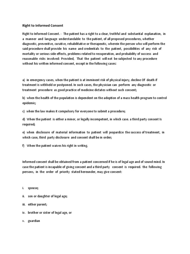 Right To Informed Consent | PDF | Informed Consent | Physician