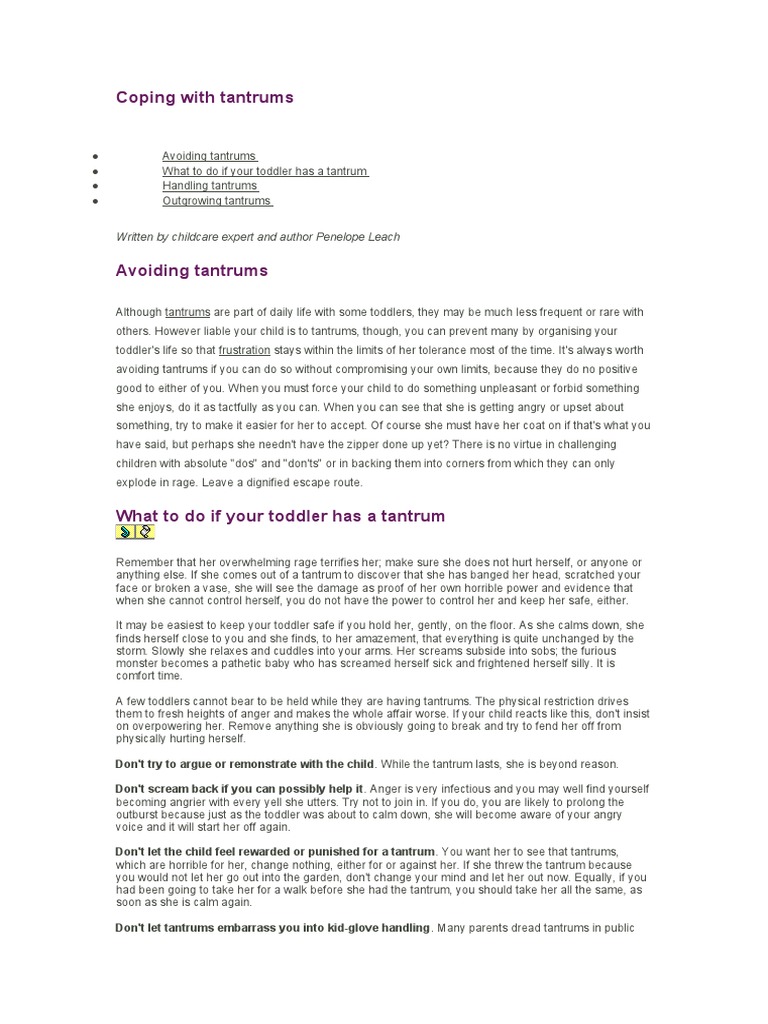 Coping With Tantrums | PDF | Toddler | Sibling
