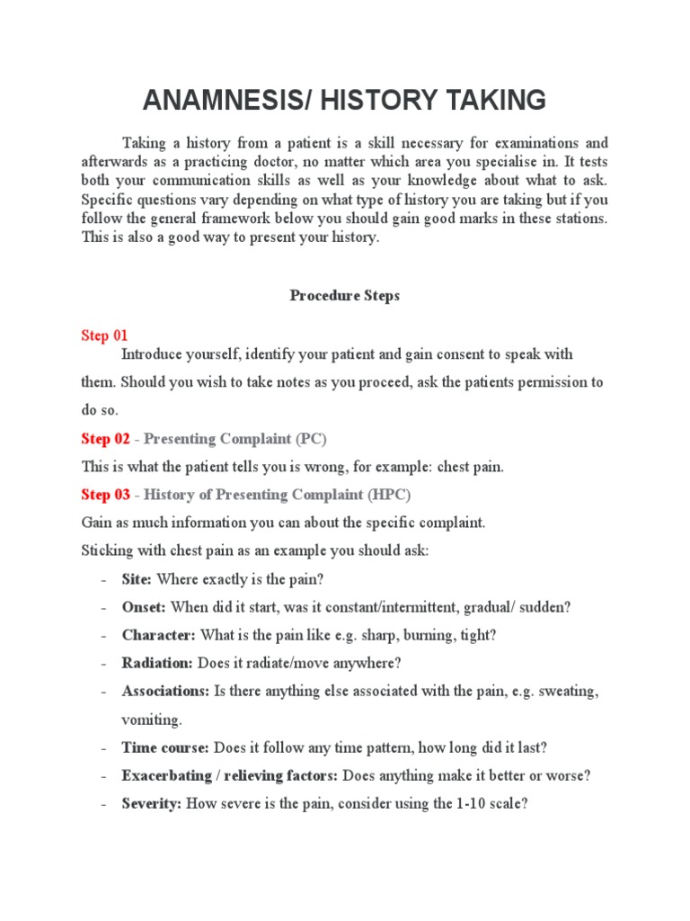 Anamnes Is | PDF | Pain | Health Care