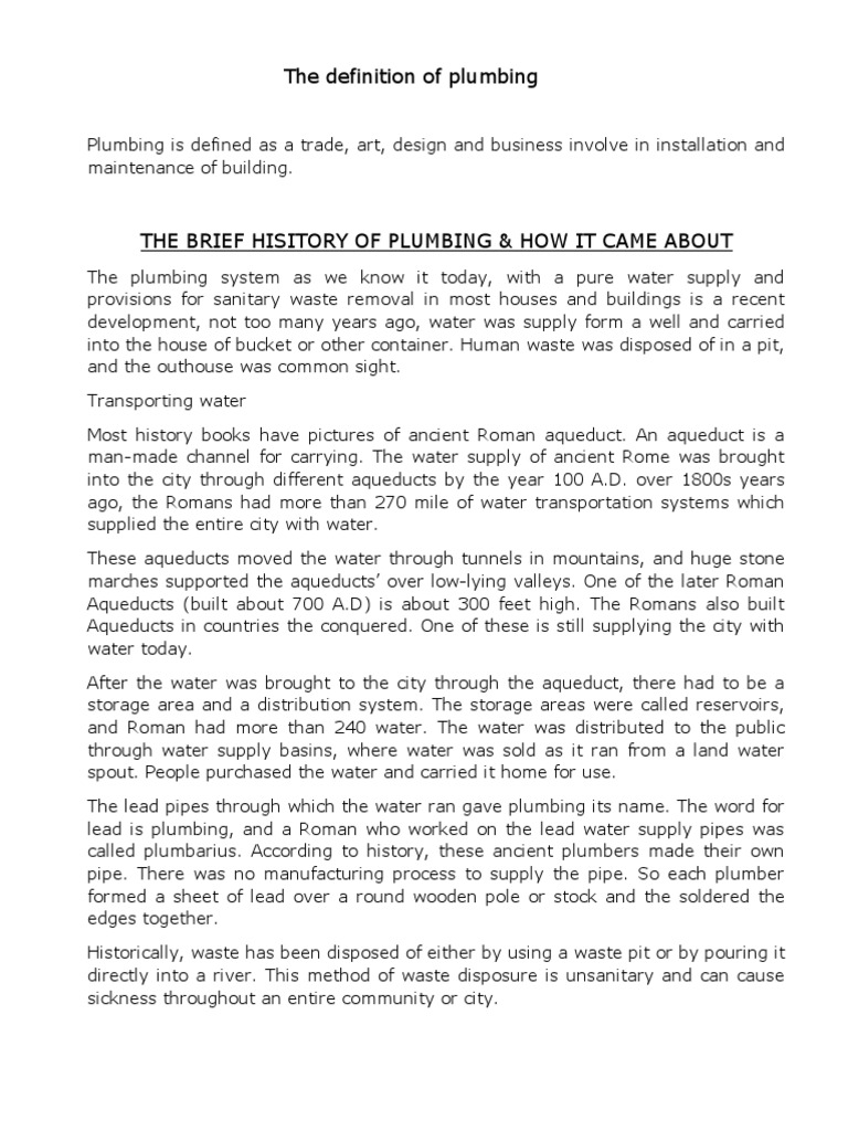 The Definition of Plumbing | PDF | Apprenticeship | Water Heating