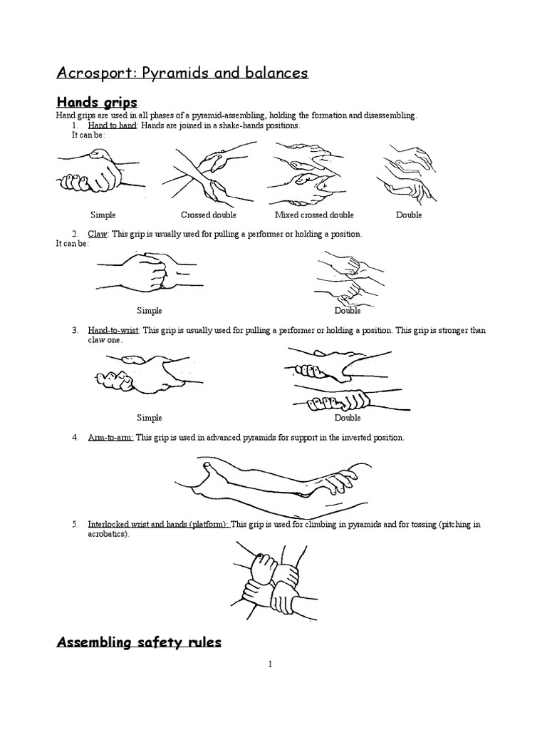 Acrosport: Pyramids and Balances: Hands Grips | PDF | Hand | Hip