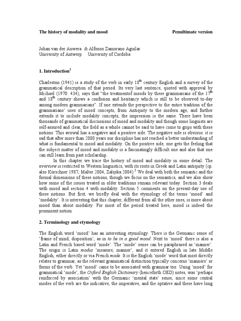 Exploring Two Millennia of Discussion on Mood and Modality: A ...
