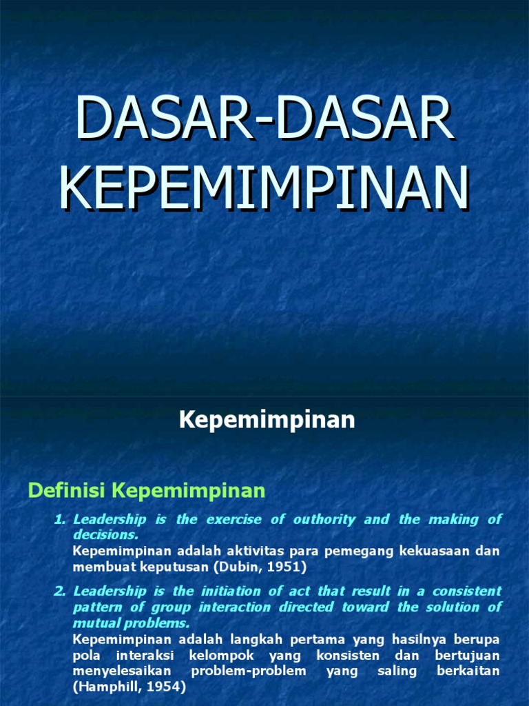 Dasar - Dasar Kepemimpinan | PDF