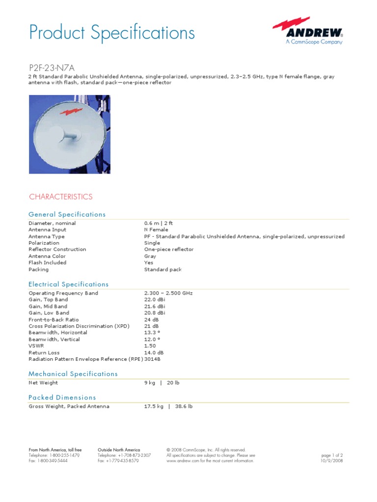 Andrew - P2F 23 N7A | PDF | Antenna (Radio) | Radio Technology