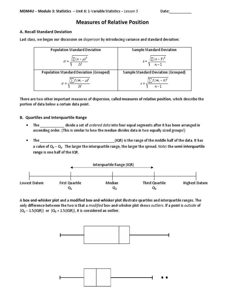 Measures of Relative Position | PDF | Quartile | Descriptive Statistics