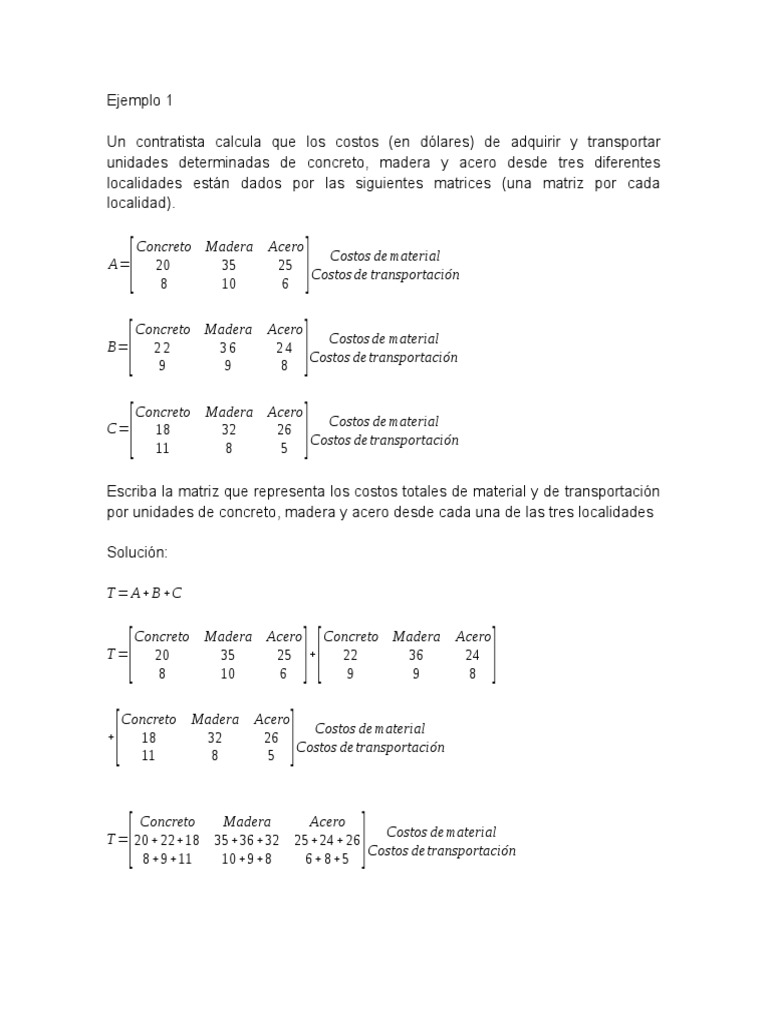 Ejemplos de Matrices | PDF | Naturaleza | Enseñanza de matemática
