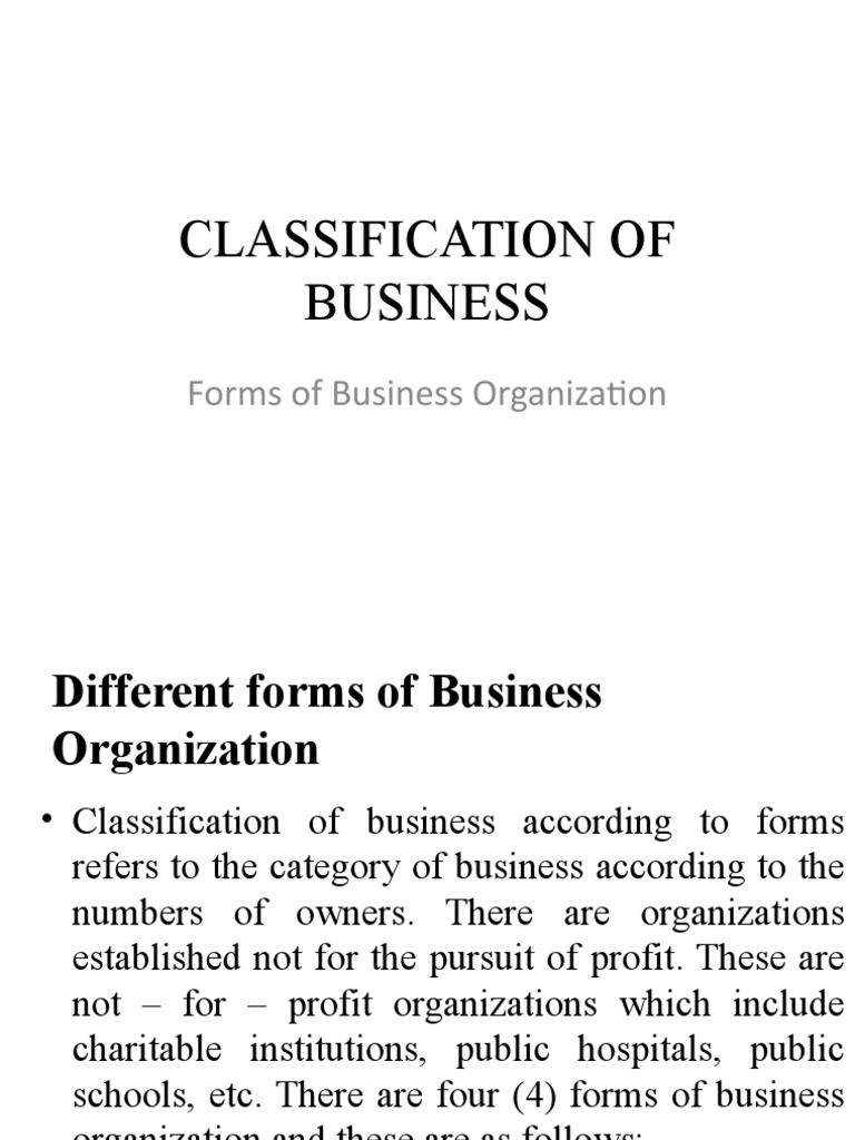 Business Organization Types | PDF | Partnership | Corporate Tax In The ...