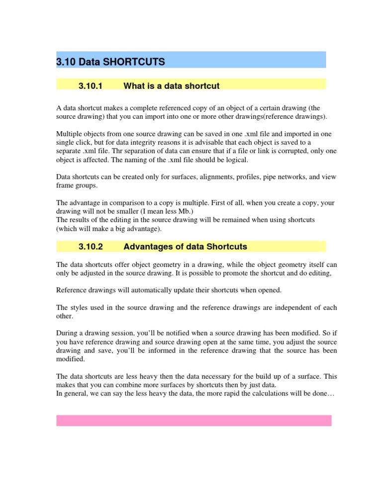 Data Shortcuts in Civil 3D Explained | PDF | Teaching Methods & Materials