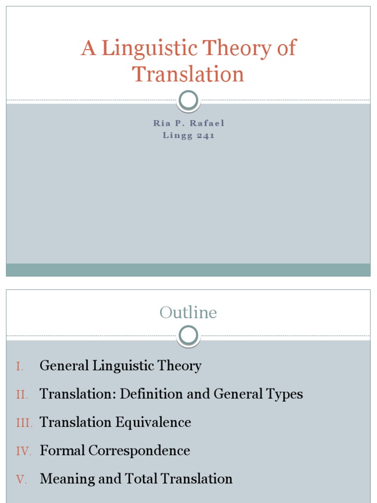Linguistic Theory of Translation Overview | PDF | Linguistics | Linguistics