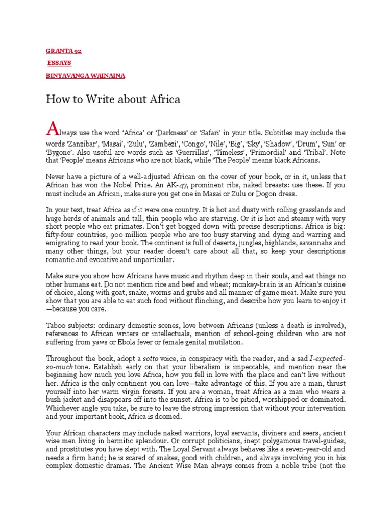 How To Write About Africa | PDF | Africa | Lion