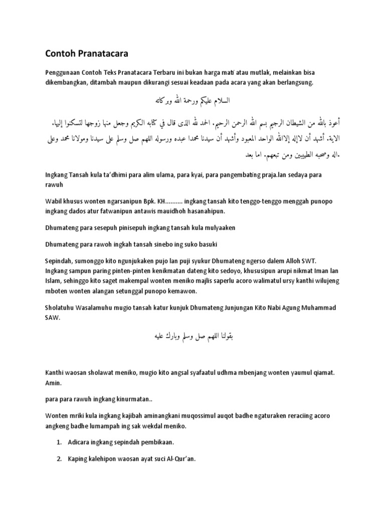 Contoh Pranatacara | PDF | Agama & Spiritualitas