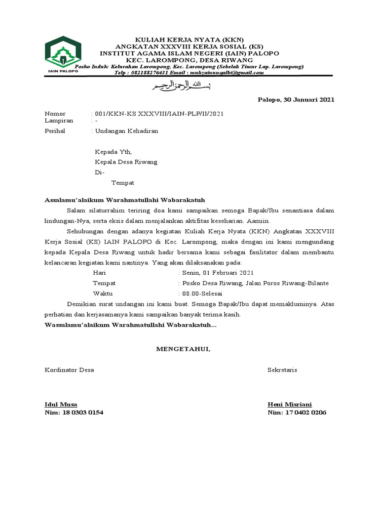 Contoh Persuratan KKN-KS | PDF