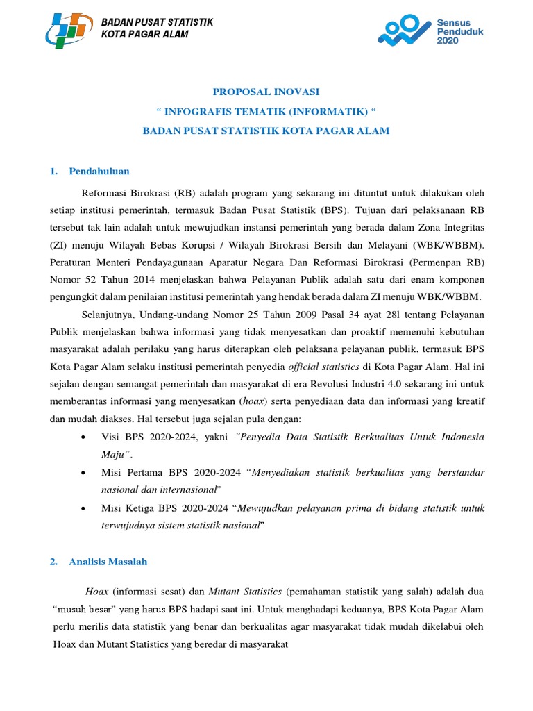 Proposal Inovasi INFORMATIK (Infografis Tematik) | PDF