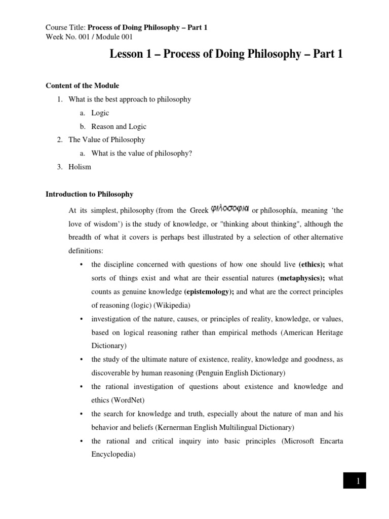 Week001-Process of Doing Philosophy-Part1 z2GdBS | PDF | Reason | Science