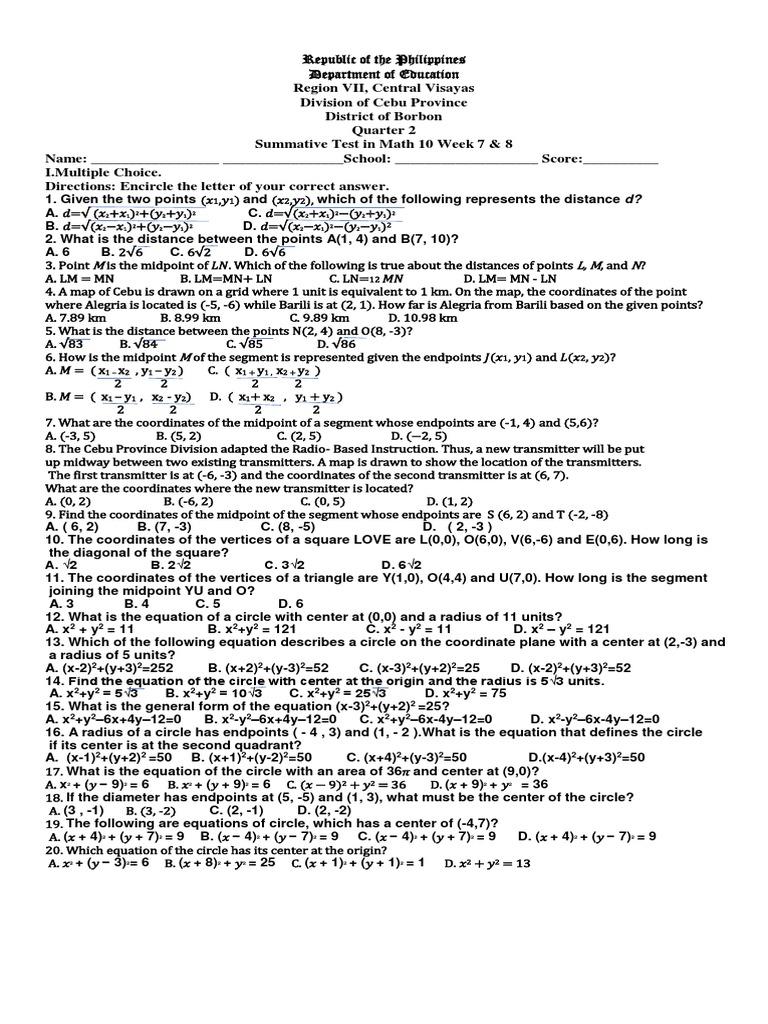 M L, M N: Republic of The Philippines Department of Education | PDF ...