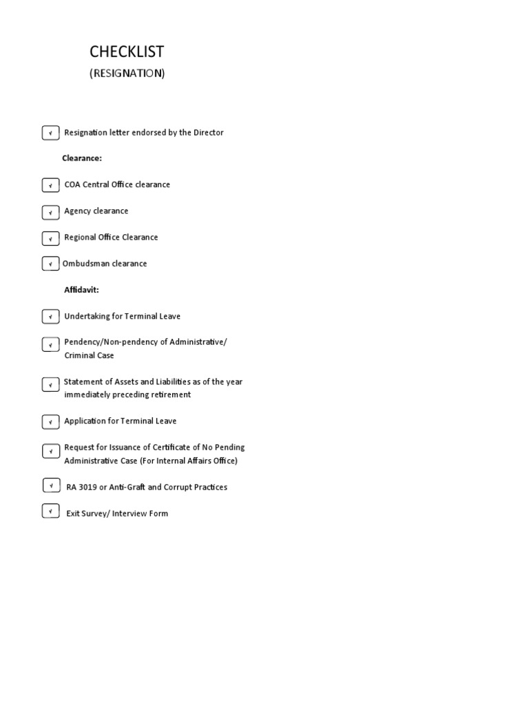 Checklist: (Resignation) | PDF