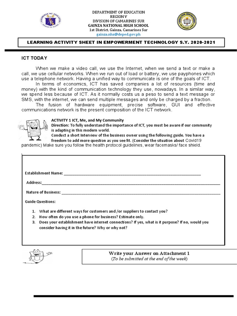 Empowerment Tech Activity Sheet 2020-2021 | PDF | Information And ...