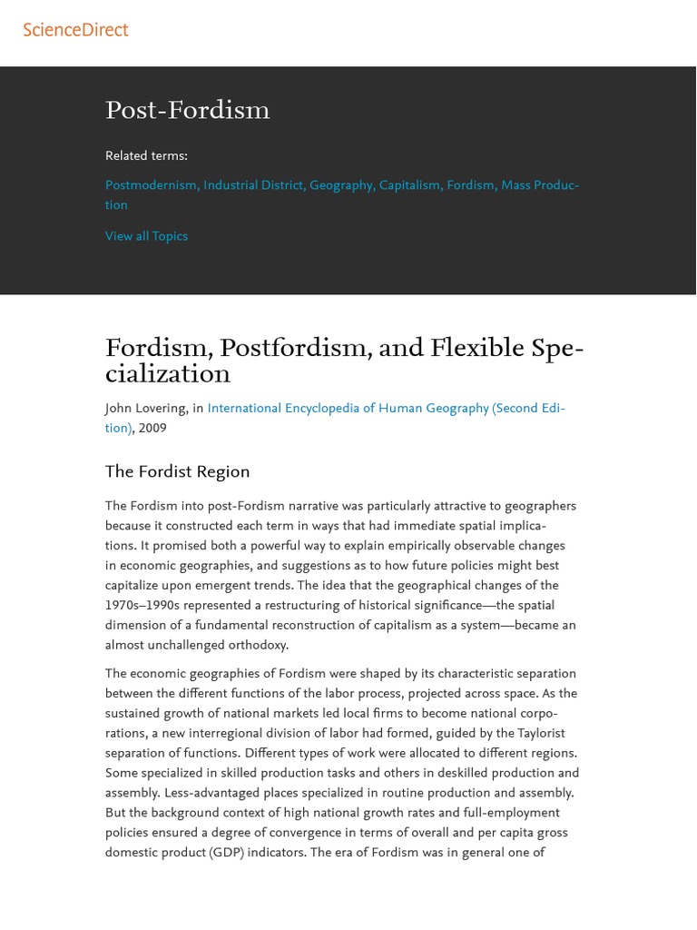 Post-Fordism - An Overview - ScienceDirect Topics | PDF | Postmodernism ...