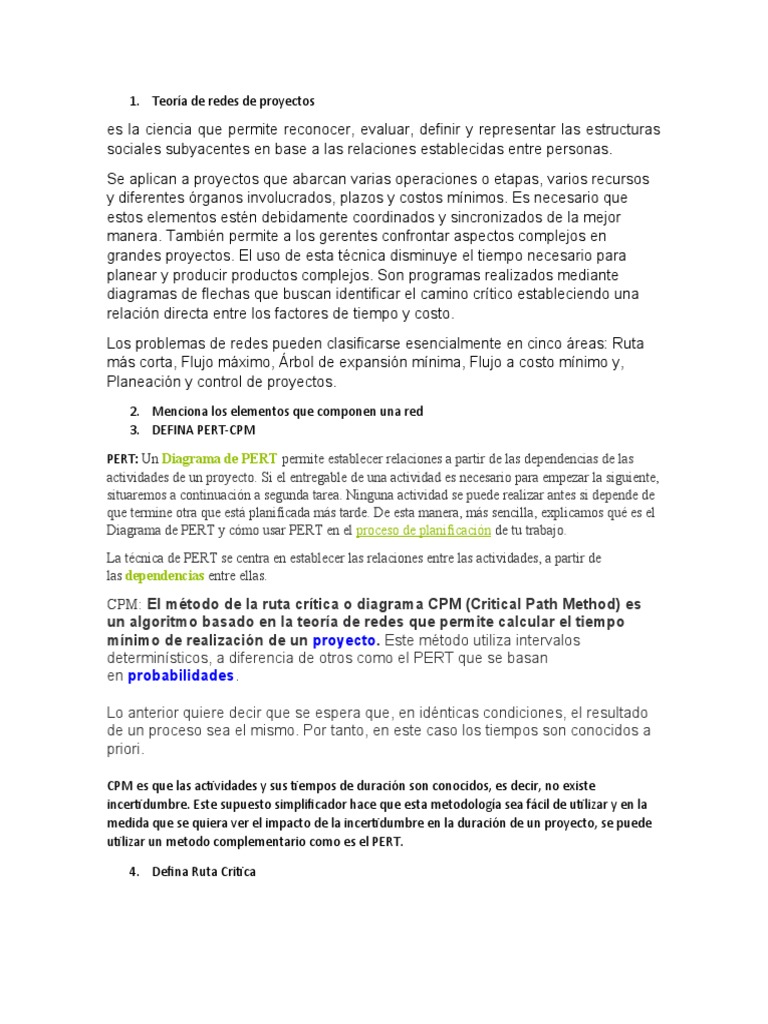 Teoría de Redes de Proyectos | PDF | Ciencia de sistemas | Análisis