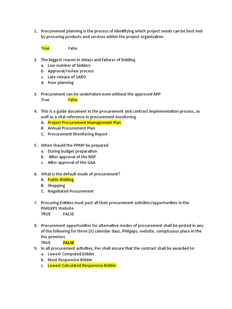 Pre-Prost Test Procurement | PDF