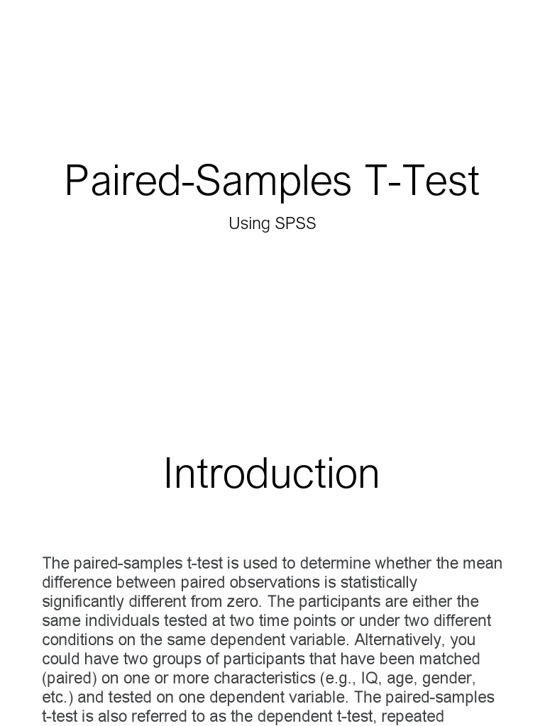 Paired-Samples T-Test Guide in SPSS | PDF | Student's T Test | Standard ...